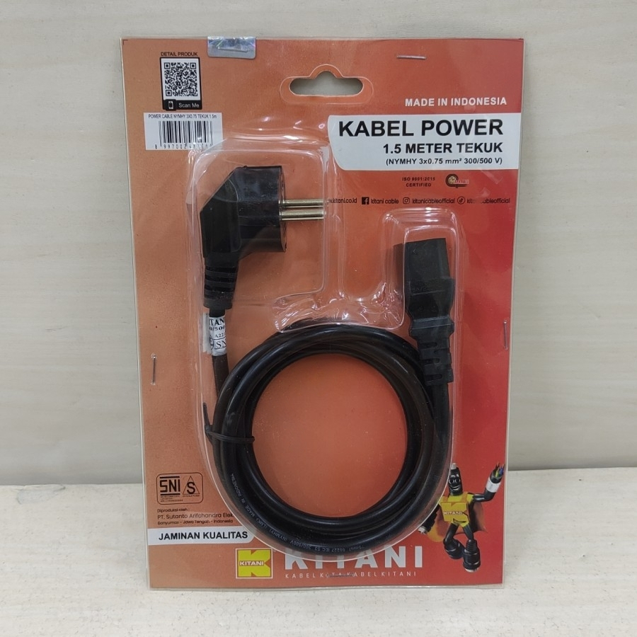 Jual Kabel Power AC CPU Kitani SNI 3 Pin Tebal / Kabel Listrik Power ...