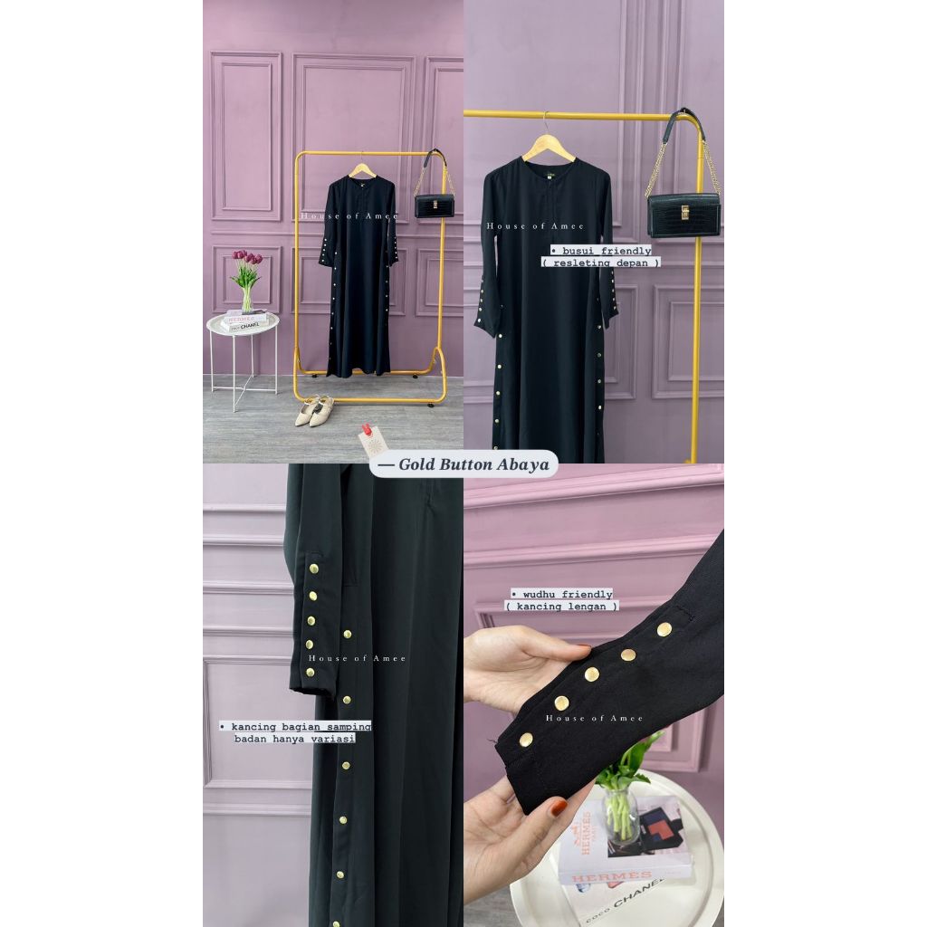 Jual Gold Button Abaya Kancing Dress | Shopee Indonesia