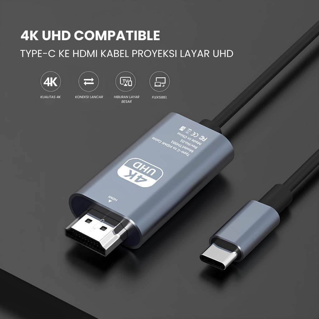 Jual WELLUP Kabel Proyeksi Layar Tipe-C Ke Hdmi, Kabel Proyeksi Layar ...