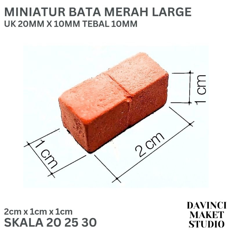 Jual (L) Miniatur Batu Bata Balok Merah Besar Paving Skala 12 20 25 30 ...