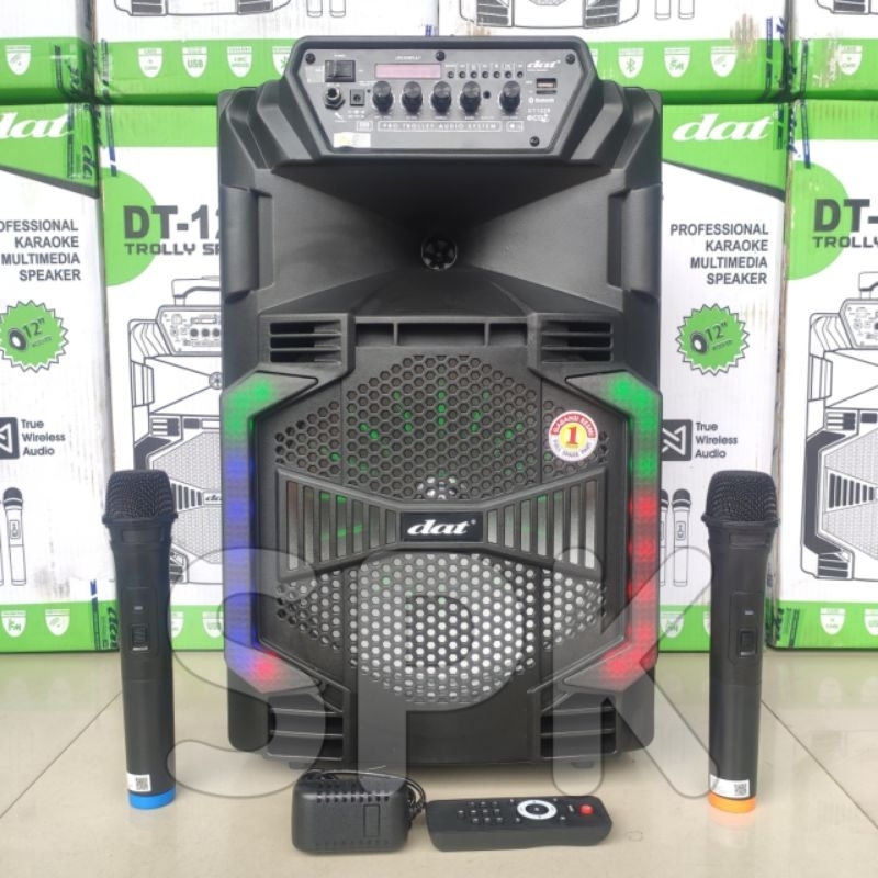 Jual Speaker Portable DAT DT 1220 12 inch 2 Mic Wireless | Shopee Indonesia