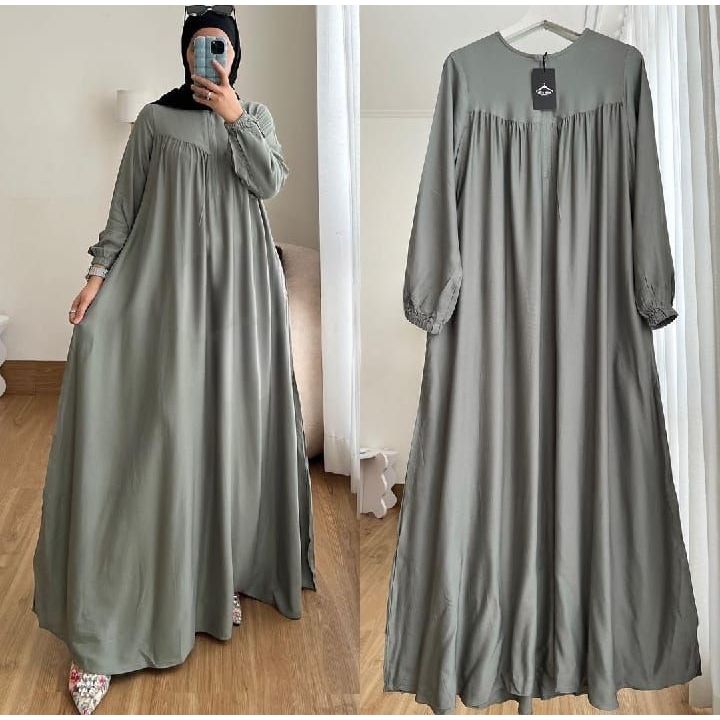Jual GAMIS WANITA REMPEL Crinkle Airflow Polos Resleting Depan Busui ...