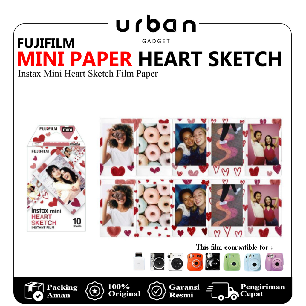 Jual FUJIFILM Instax Mini Paper Heart Sketch - Paper Film Instax ...