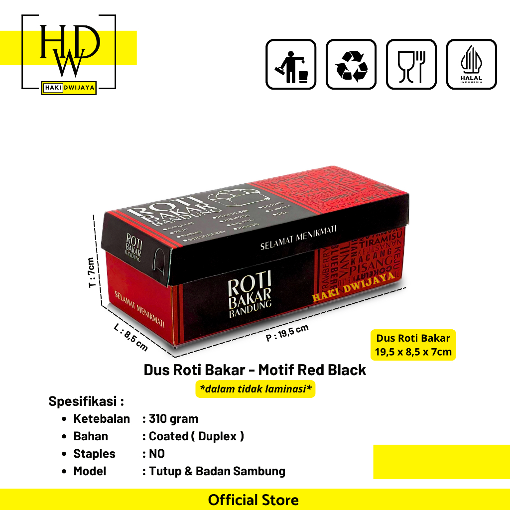 Jual [MIN 20Pcs] Dus Roti Bakar Bandung / Dus Roti - Motif Red Black ...