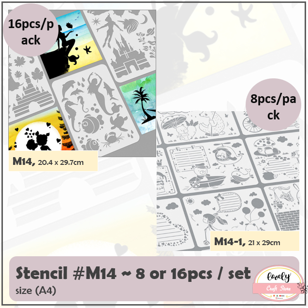 Jual LovelyCraftStore | M14 - 8pcs atau 16pcs/set Plastik Stensil ...