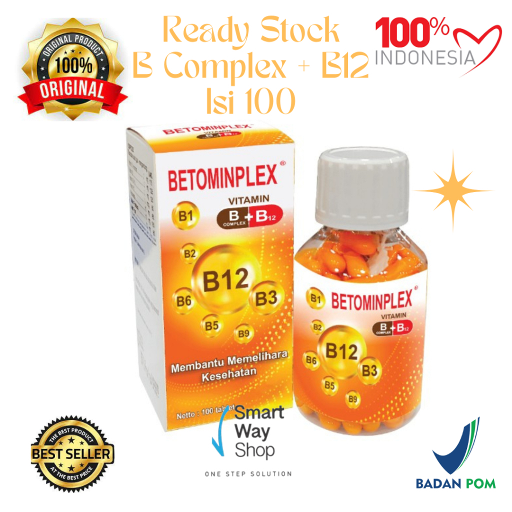 Jual Vitamin B Complex + B12 BETOMINPLEX Vit B1+B2+B3+B5+B6+B9+B12 isi 100 Tablet ORI BPOM ...