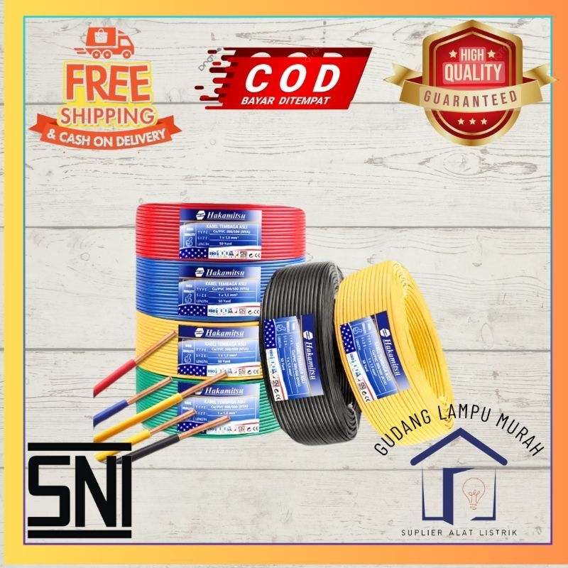 Jual Kabel Listrik NYA 1x1.5mm Hakamitsu 50Y Kabel Kawat Tembaga Murni PVC SNI Kabel Kawat ...