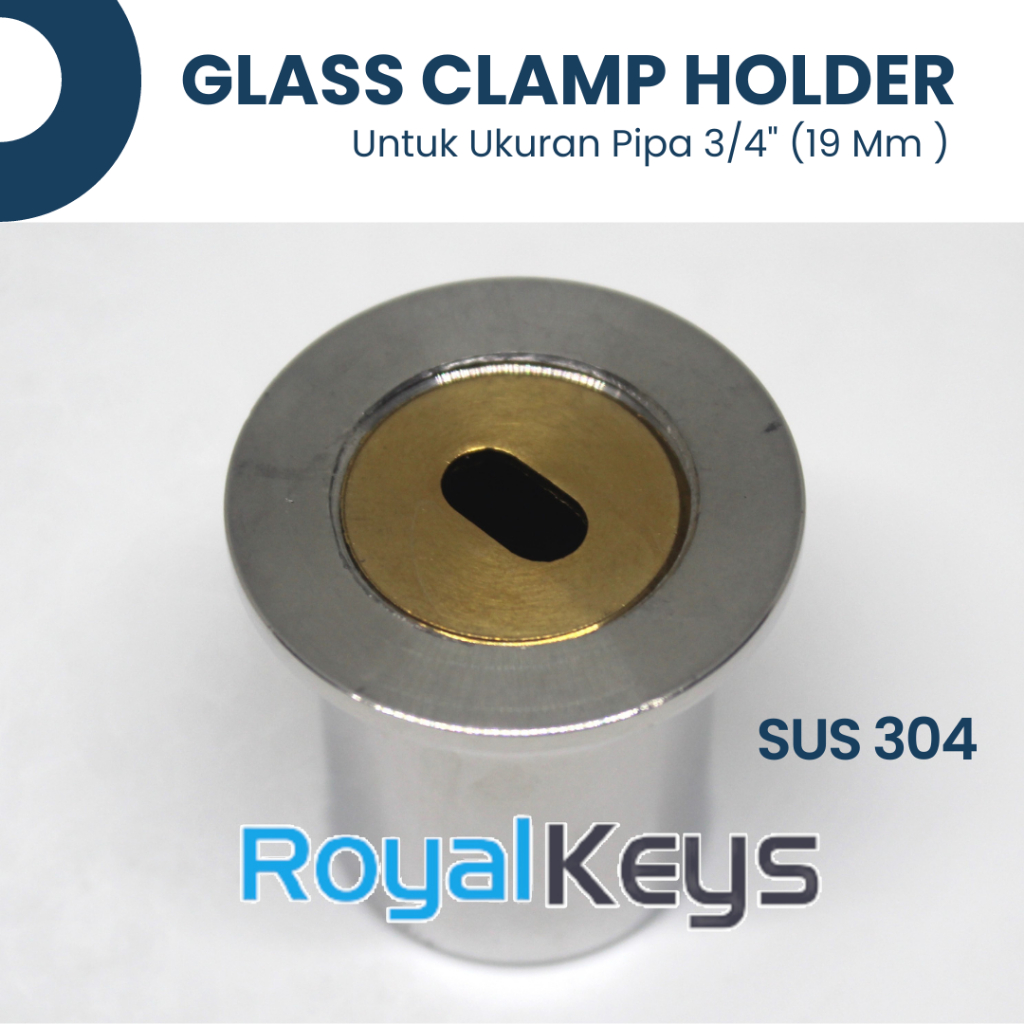 Jual Glass Clamp 19-01 Stainless Konektor Pipa Kaca ke Tembok 3/4 inch ...