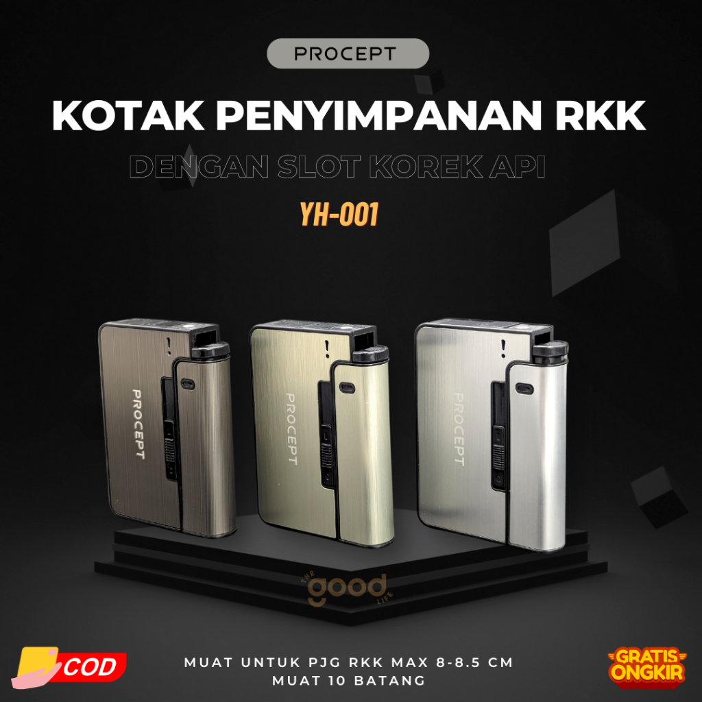 Jual ProCept Kotak Rokok Rkk Isi 10 Slot Slide dengan Tempat Korek Api ...