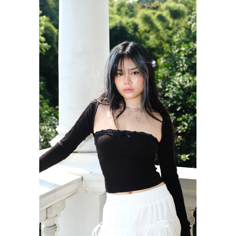 Jual Isabella Top — Tube Top with Bolero Lace Coquette Knit | Shopee ...