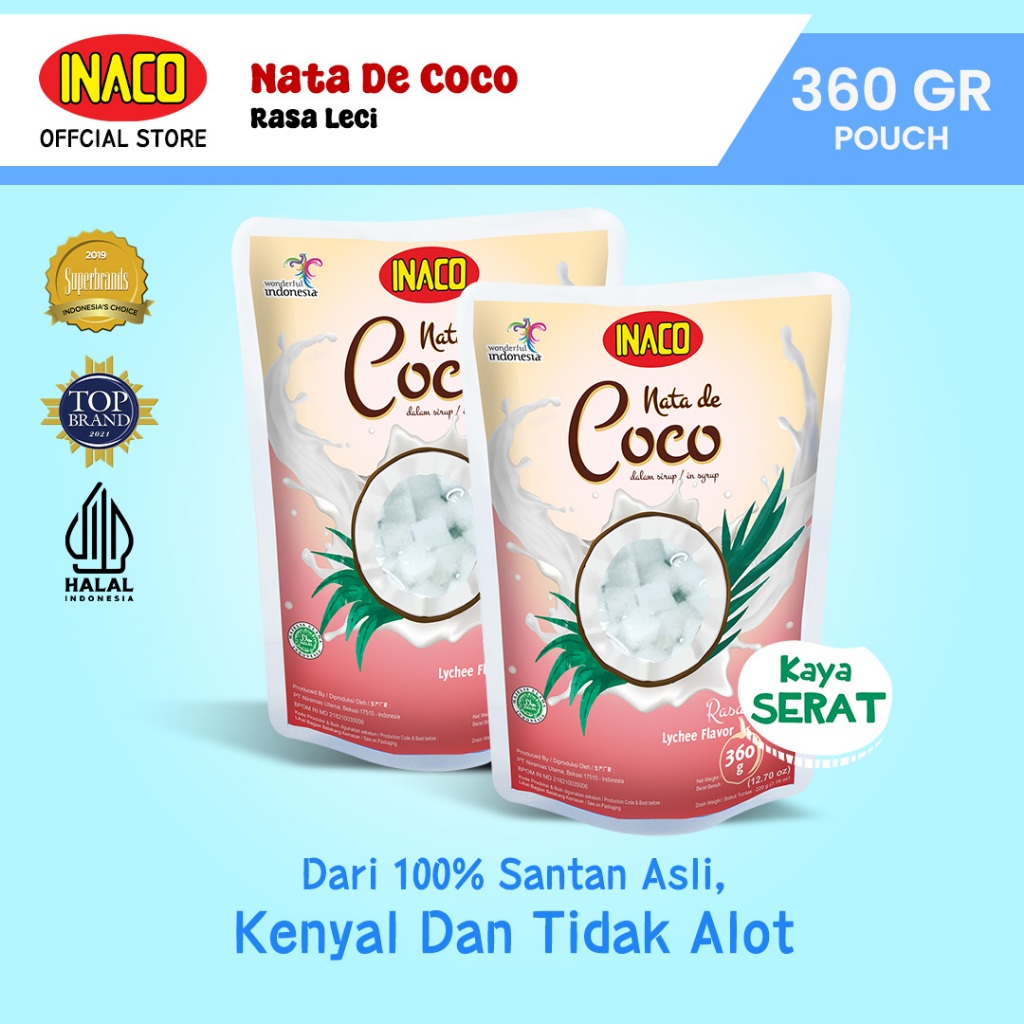 Jual INACO Nata De Coco Lychee Pouch 360gr - Twinpack | Shopee Indonesia