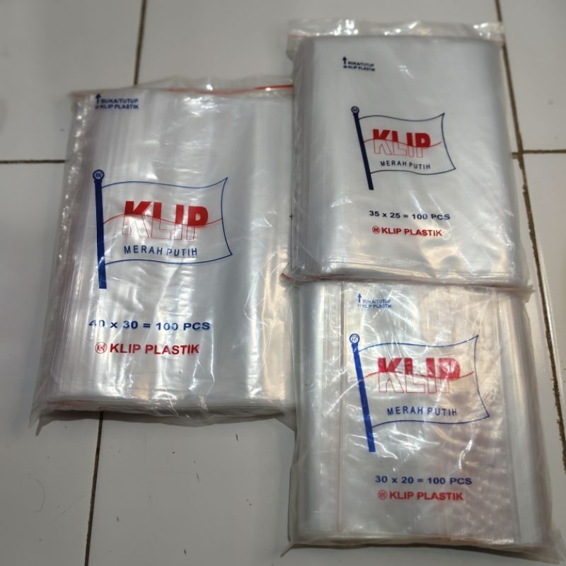 Jual plastik cetik/plastik klip merah putih, tersedia 3 ukuran, isi 100 ...