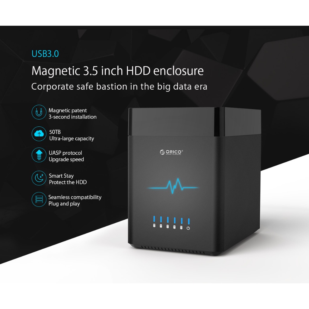 Jual HDD Docking 5 Bay USB 3.0 3.5 Inch 50TB 12V 6.5A Hitam DS500U3 ...