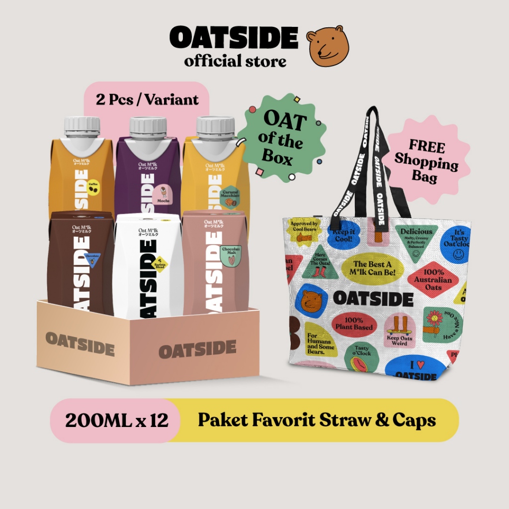 Jual (Paket Favorit) OATSIDE Mini 200ml All Variants Straw & Caps (12 ...