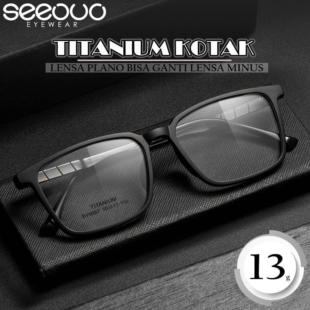 Jual Seeouo Frame Kacamata Plano Lens Titanium Light Model Kotak Simple Stylish Ringan Unisex ...