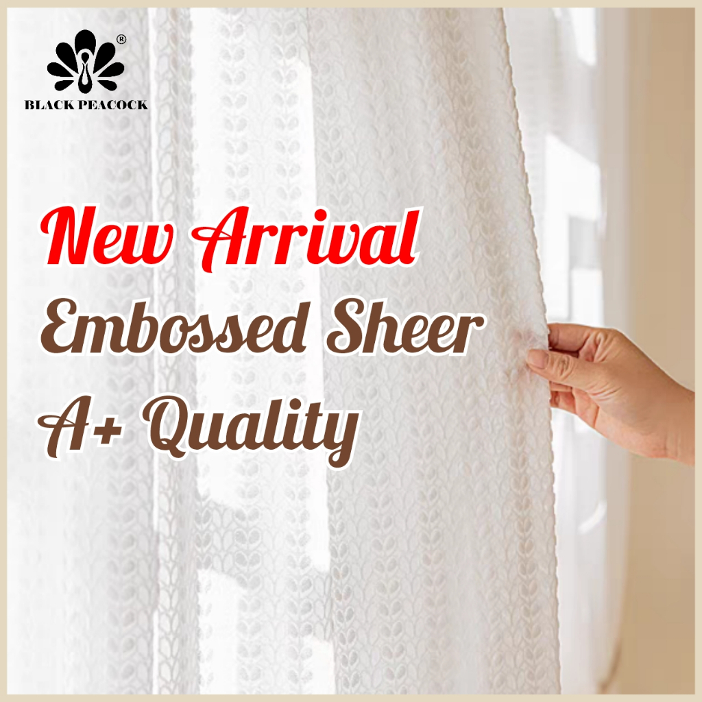 Jual Vitrase/Lapisan/Hook Style (SX) - White Sheer Black Peacock ...