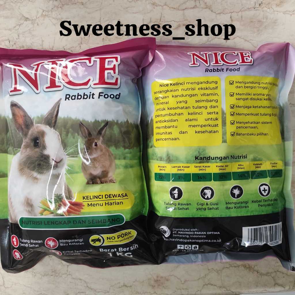 Jual Makanan Kelinci Nice Rabbit Food Tinggi Nutrisi - 1 KG | Shopee ...