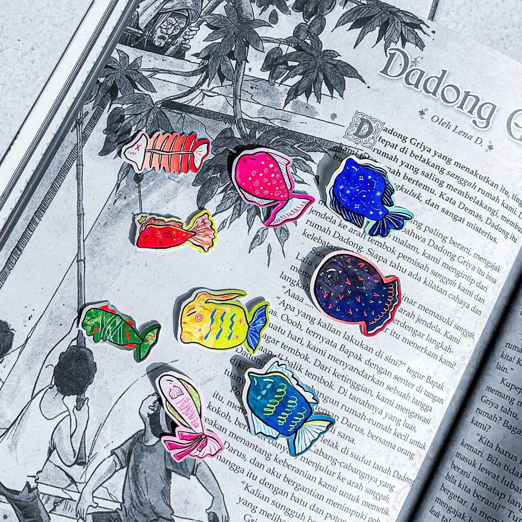 Jual Mini Sticker Diecut - Let's Catch a Fish/Ikan | Shopee Indonesia