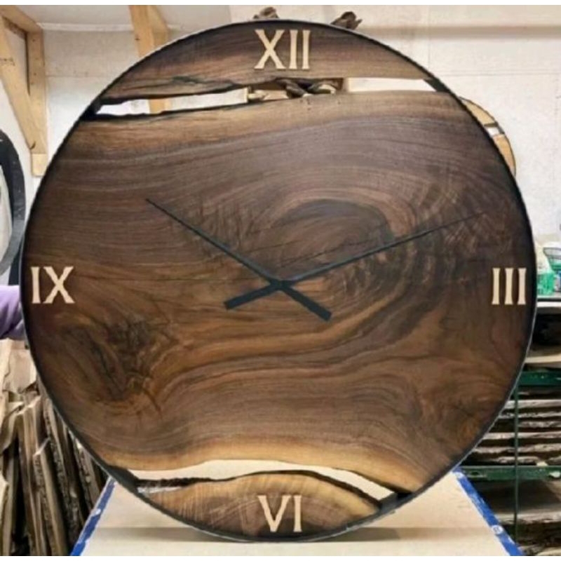 Jual jam dinding kayu jati lingkaran terbuat dari besi (30cm-35cm ...