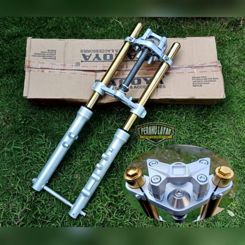 Jual shock sekok Shockbreaker depan ninja R pnp honda merk nagoya as gold as krom bottom silver ...