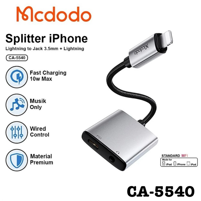 Jual Converter Splitter Audio iPhone Lightning to Jack 3.5mm With Charging Mcdodo Ca-5540 ...