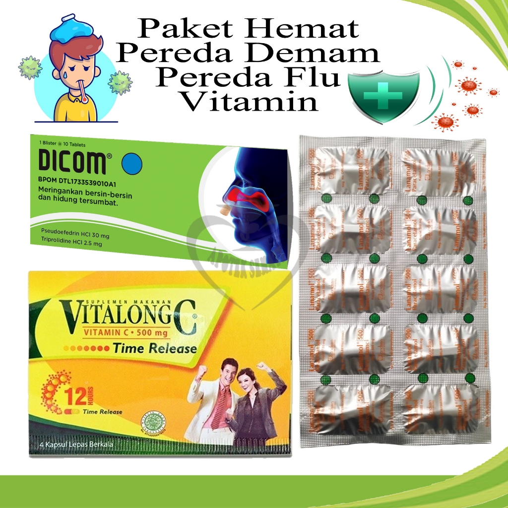 Jual DICOM TABLET PER STRIP OBAT FLU PILEK HIDUNG TERSUMBAT BERSIN ...