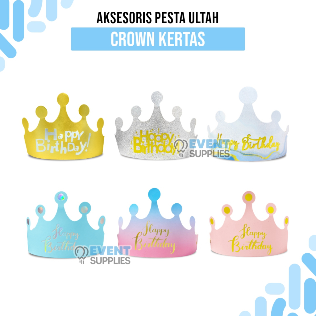 Jual Topi Mahkota HBD Lipat / Topi Mahkota Ulang Tahun / Topi Mahkota ...