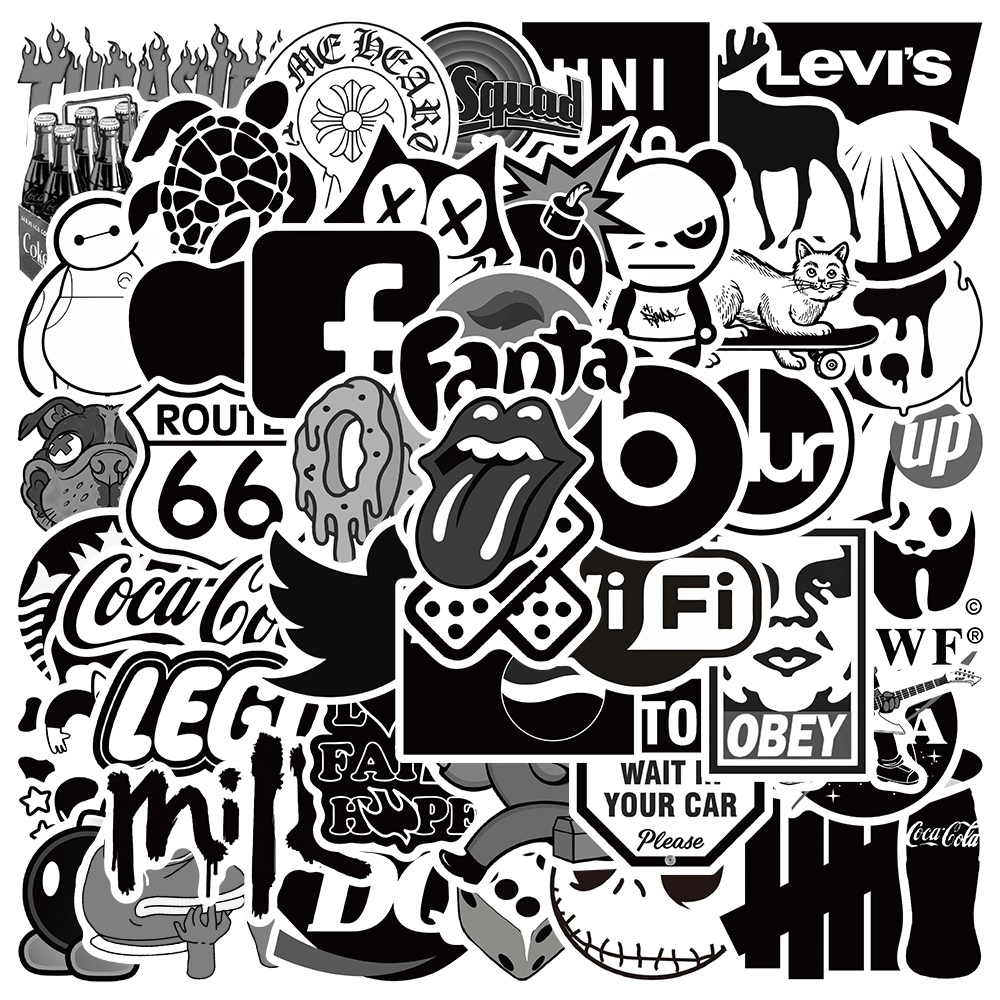 Jual [50PCS]Hypebeast Stiker Keren Pack Gaya Hitam dan putih Stiker ...