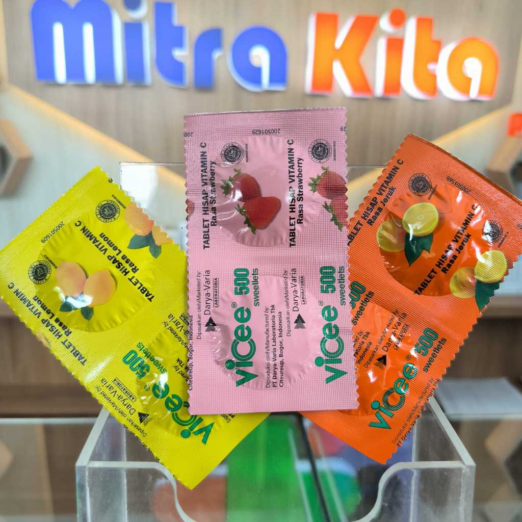 Jual Vicee 500 Tablet Hisap Vitamin C 500MG Rasa Orang/Lemon/Strawberry ...