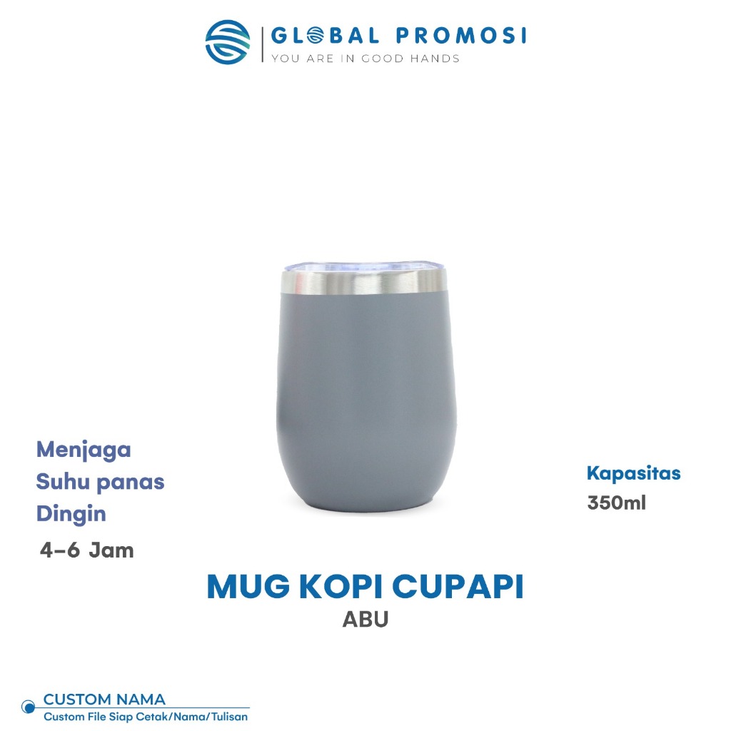 Jual Coffee Stainless Mug Egg Shaped Cupapi Custom Gelas Kopi Print UV ...