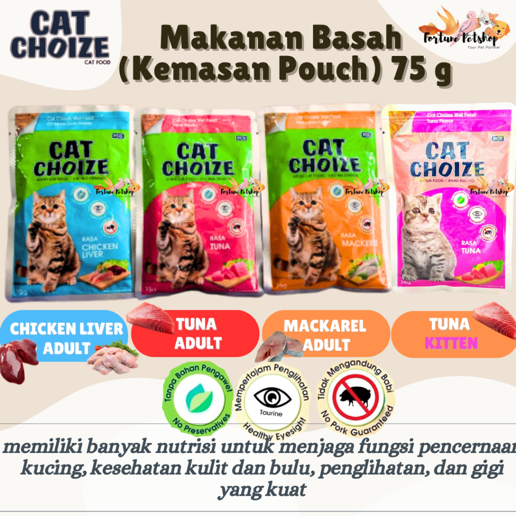Jual Cat choize pouch 75gr Cat choize Sachet TUNA ADULT, TUNA KITTEN ...