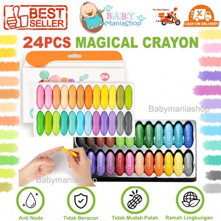 Jual Magical Crayon 12 pcs 24 pcs Crayons Set Bayi Anak Peanut Yplus UK ...