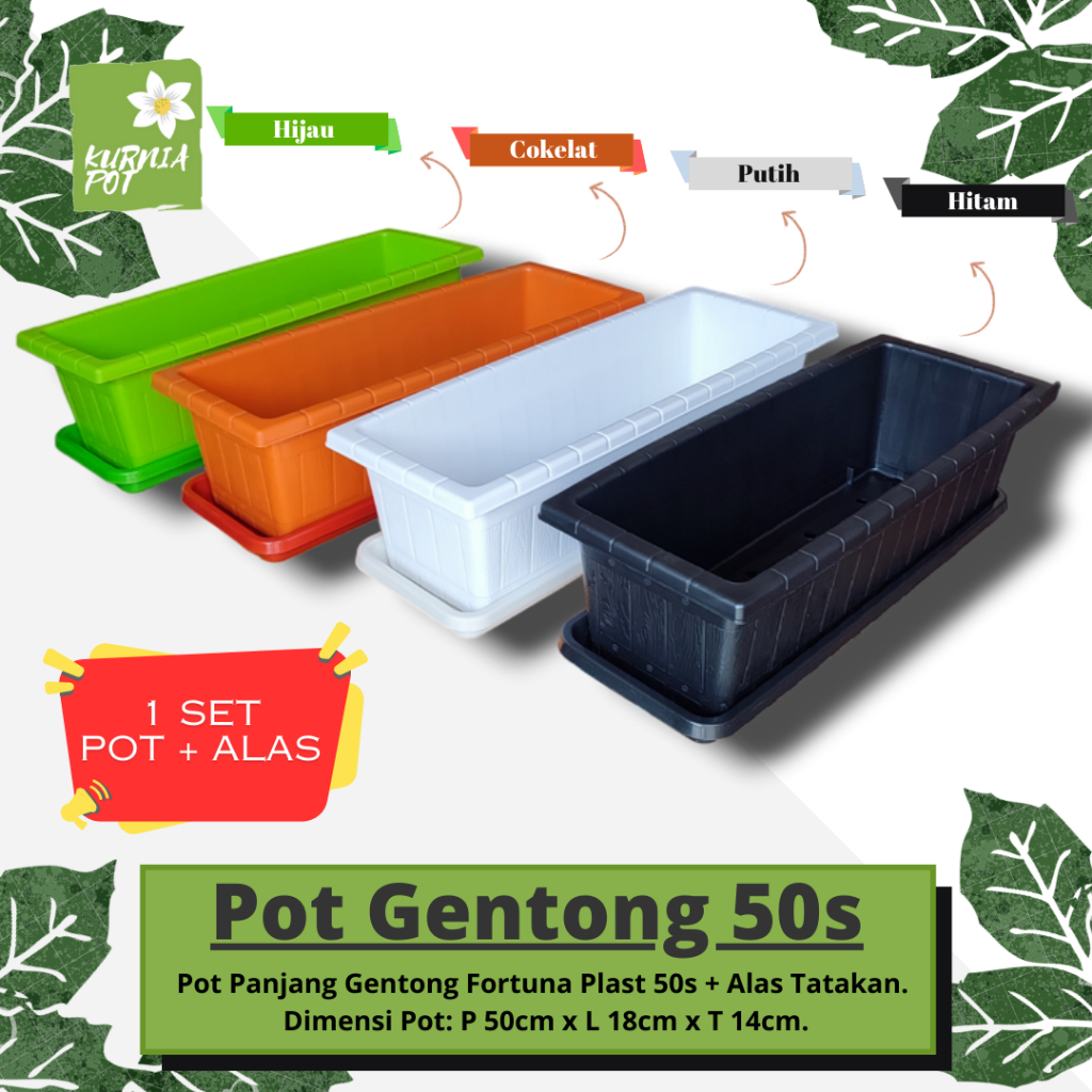 Jual Pot Panjang Gentong Kayu 50 Cm Tempat Tanaman Bunga Plus Alas ...
