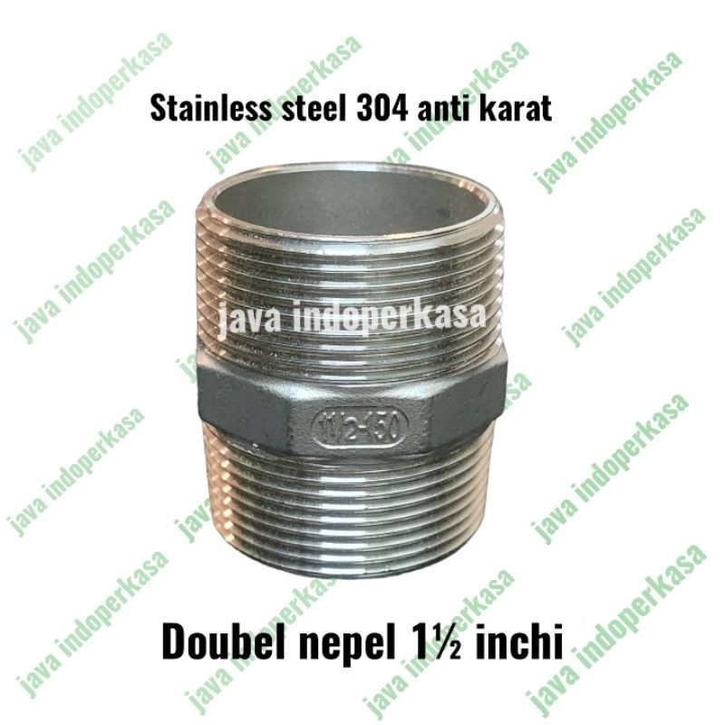 Jual doubel neple 1 1/2 inch stainless steel 304 dobel nepel sambungan ...