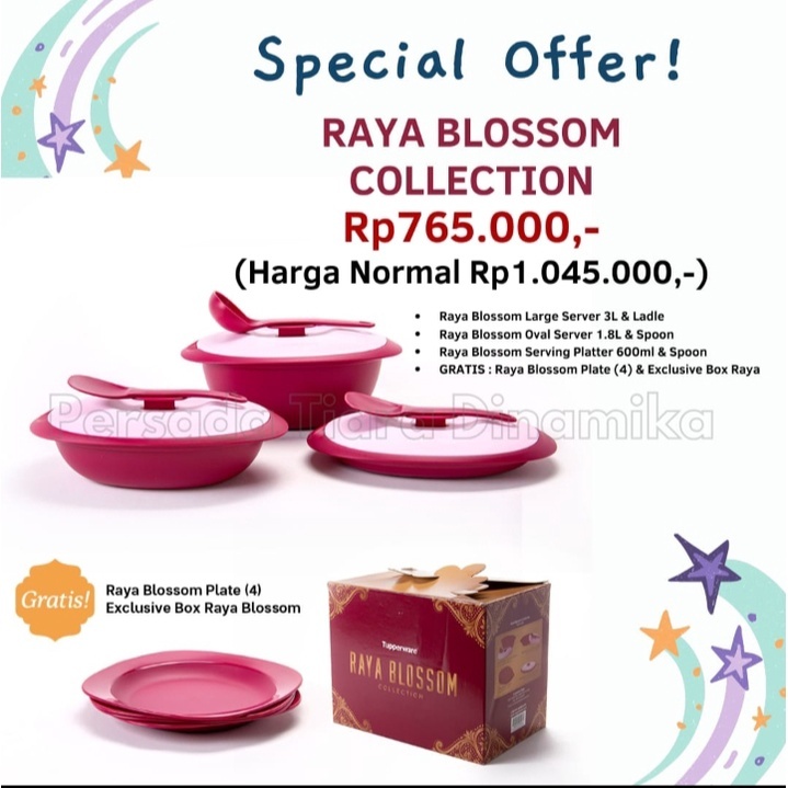 Jual tupperware blossom raya set tempat saji magenta wadah prasmanan ...