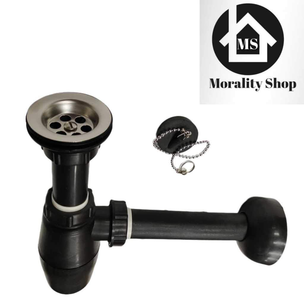 Jual sifon botol wastafel cuci tangan 11/4 plastik murah NK putih hitam ...