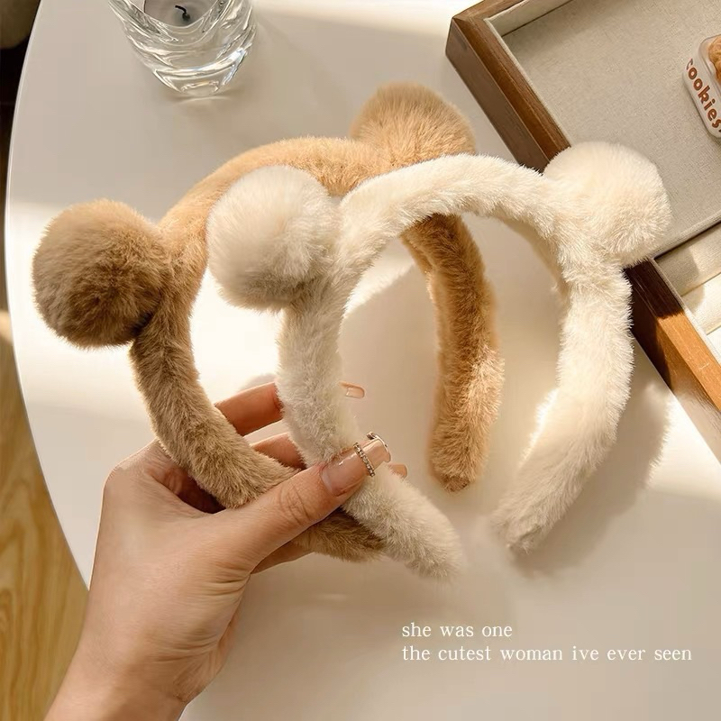 Jual BIMO Fluffy Korean Headband / Fluffy Bear Headband / Bando kuping ...