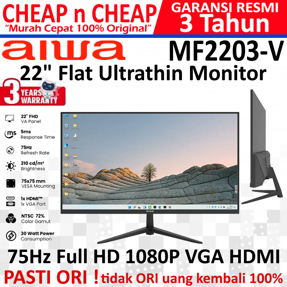 Jual Aiwa MF2203-V 22 Inch Ultrathin FHD VA 75Hz 5ms Hdmi Vga LED ...