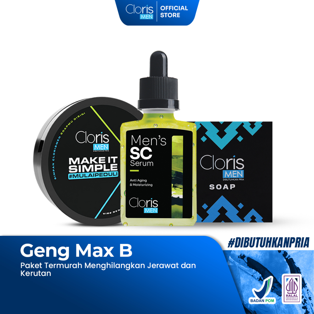 Jual Clorismen Geng Max B - Paket Termurah Penghilang Jerawat dan Kerutan Skincare Pria Original ...
