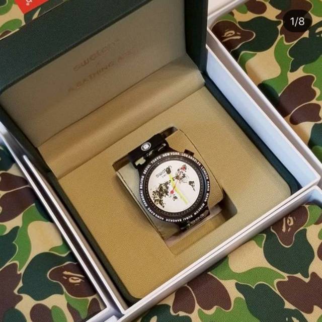 Jual Swatch X BAPE Big Bold Watch - The World (Camo Green) | Shopee ...