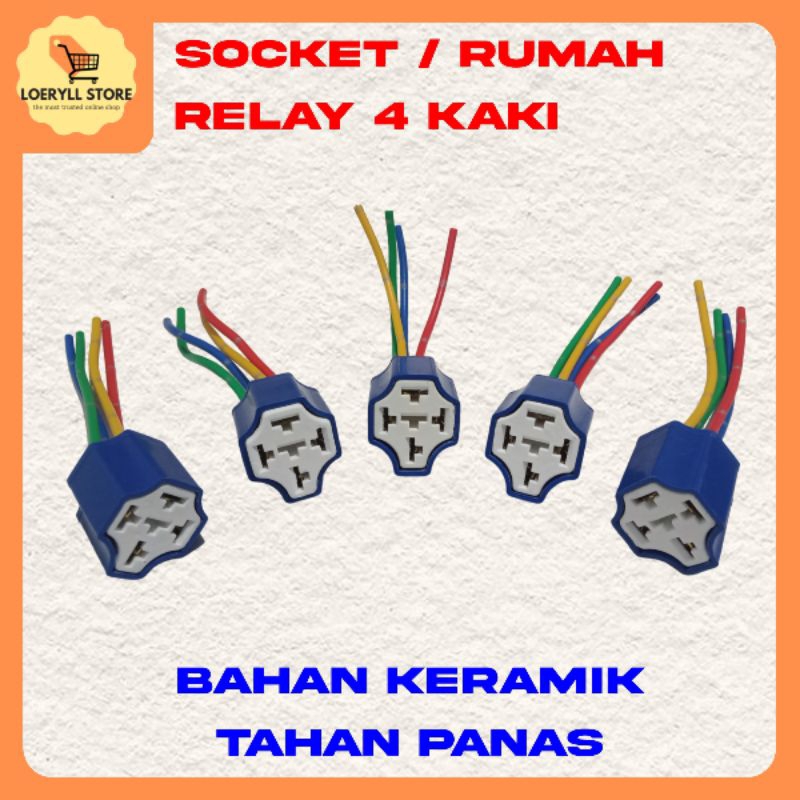 Jual Socket Relay 4 Pin / Rumah Relay Kaki 4 dengan Bahan Keramik Tahan ...