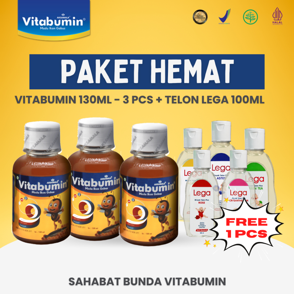 Jual Vitabumin 130ML - 3PCS Penambah Nafsu Makan Anak FREE TELON LEGA 100ML | Shopee Indonesia