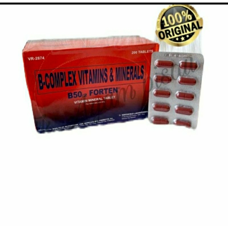 Jual B Complex B50 Forten 5 CAPSULS Vitamin An Minerals Ayam Laga/Ayam ...