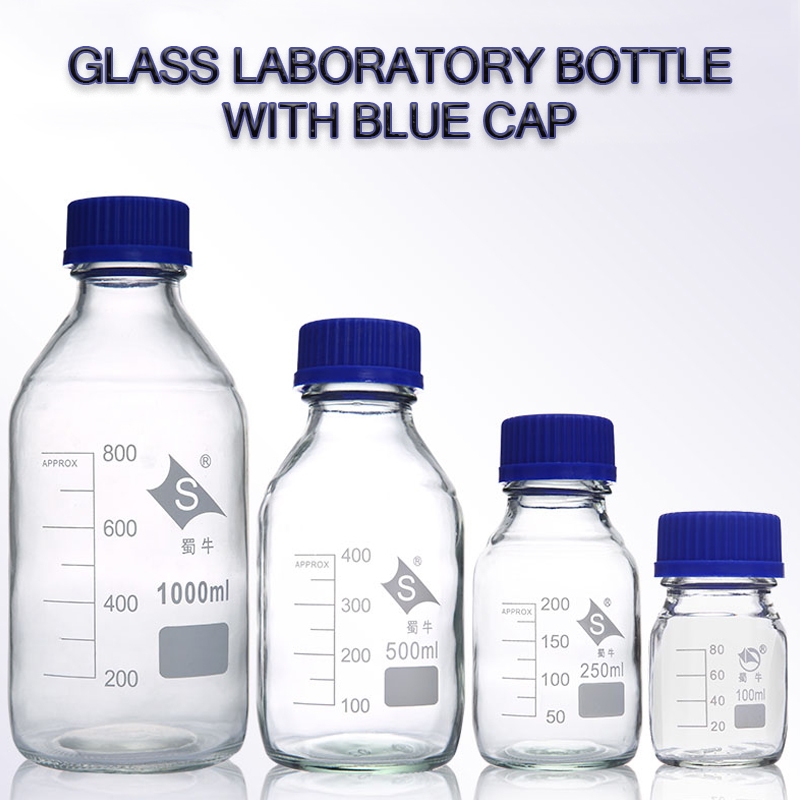 Jual Botol Kaca Laboratorium SHUNIU dengan Tutup Biru Tahan Lama dan ...