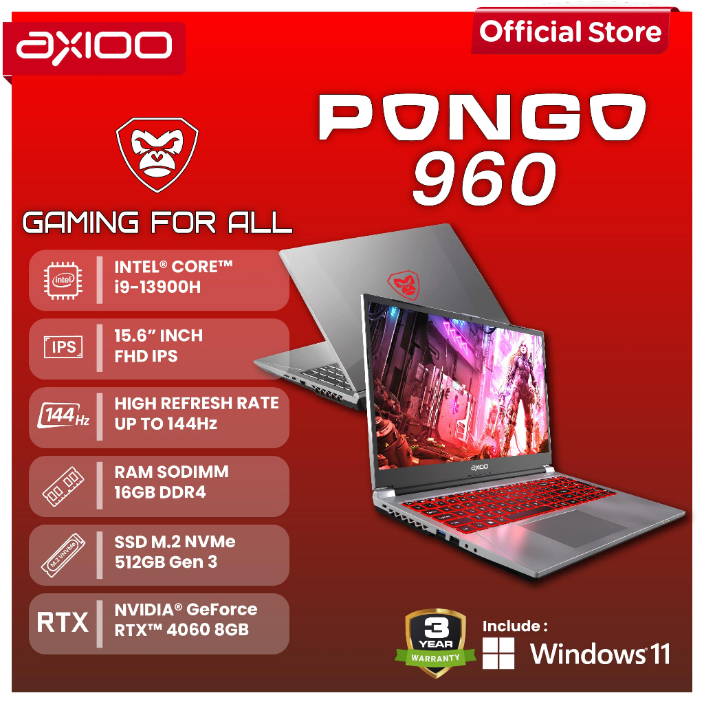 Jual Axioo Pongo 960 Intel Core i9-13900H/16GB/512GB/RTX 4060/FHD IPS ...