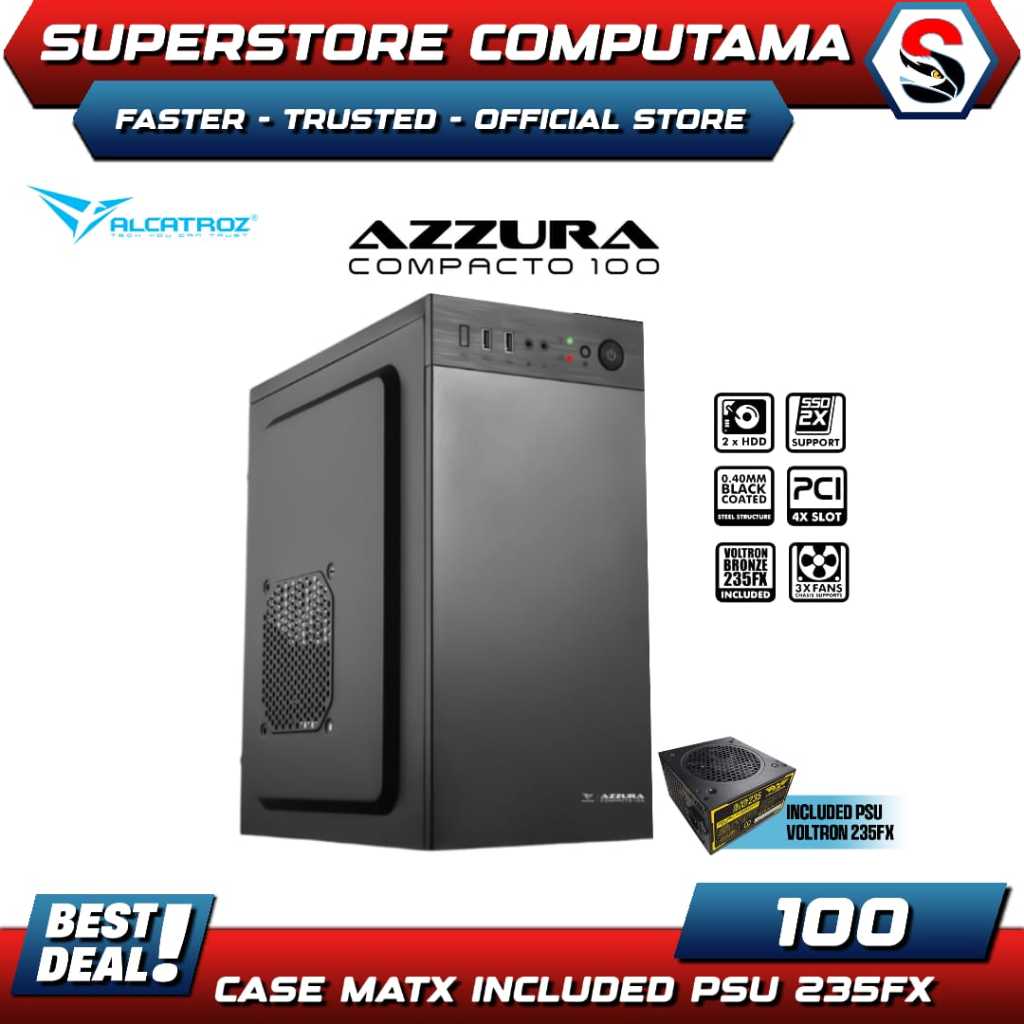 Jual Casing Alcatroz Azzura Compacto 100 M-Atx with PSU Voltron Bronze ...