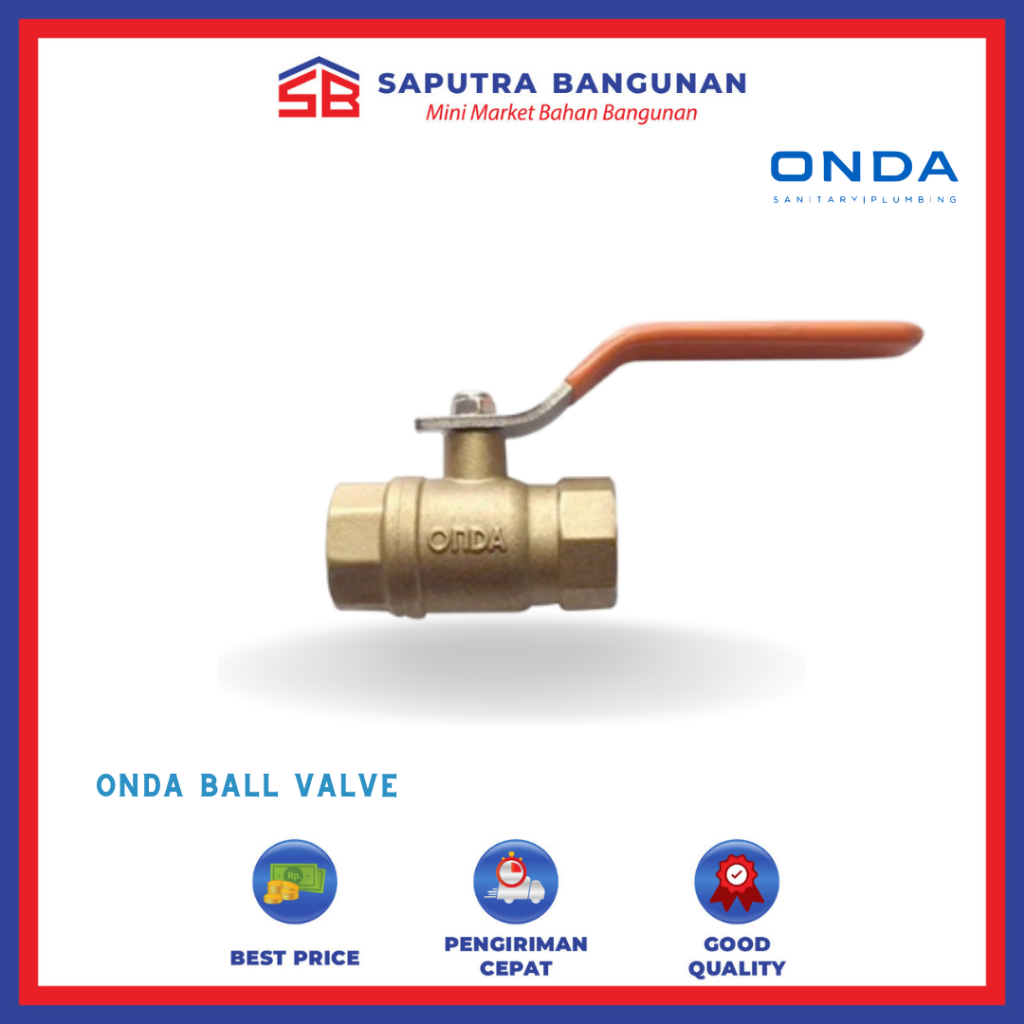 Jual ONDA BALL VALVE KUNINGAN 1/2, 3/4, 1, 1 1/4 INCH | Shopee Indonesia