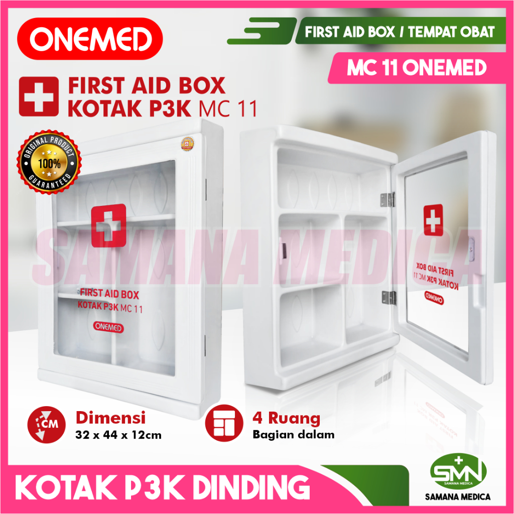Jual Kotak P3K MC 11 ONEMED - First Aid Box - Kotak P3K Dinding - Tempat Obat (45x32cm) ONEMED ...
