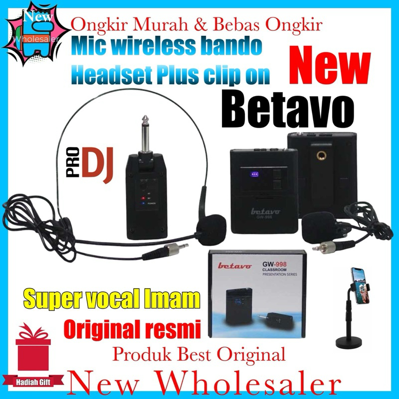 Jual Mic wireless Mc cal Betavo vocal imam Bando headset plus Clip on original | Shopee Indonesia
