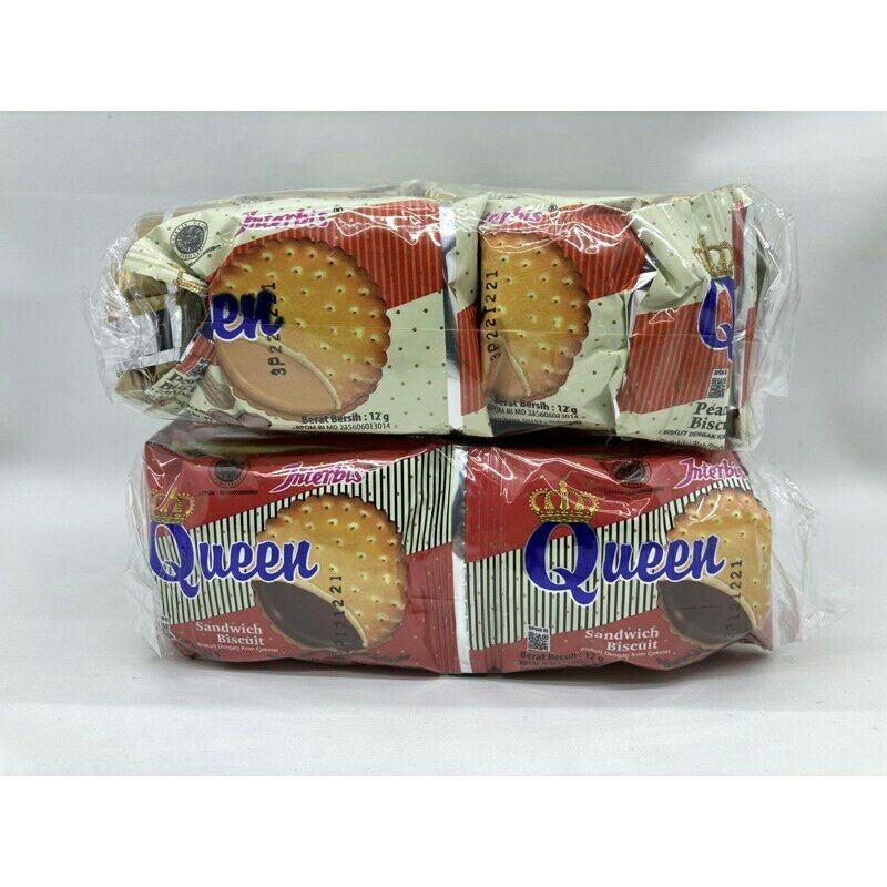 Jual INTERBIS BISKUIT QUEEN Biskuit Rasa Kacang Dan Rasa Coklat 1 Pak ...